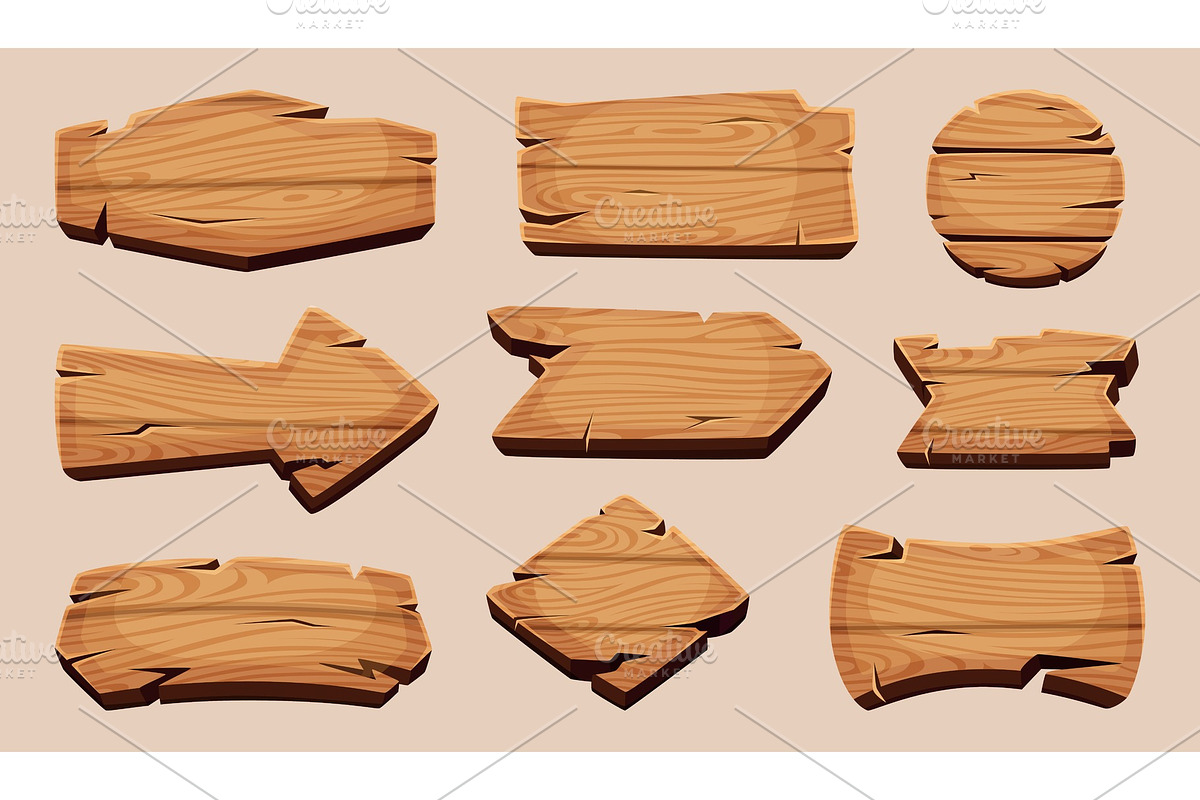 Wooden cartoon boards. Rustic label, a Graphic by Onyx