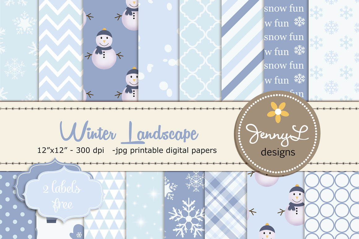 Winter Digital Papers, a Pattern Graphic by JennyL Designs