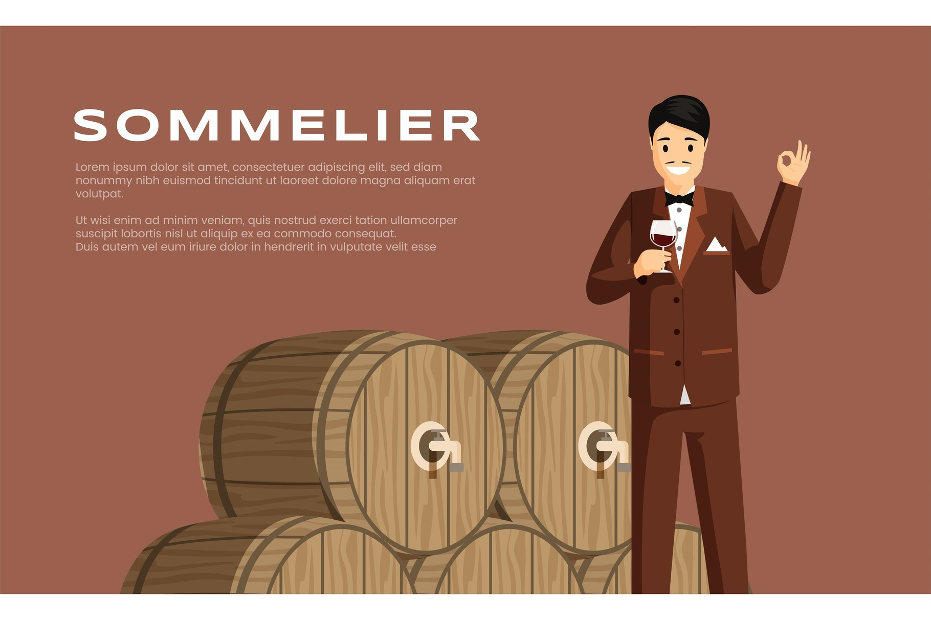 Expert sommelier flat banner vector, a Food Illustration by Pavlo ...