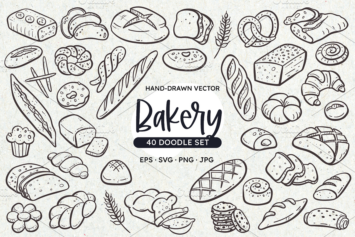 Bread and Bakery Doodle Set