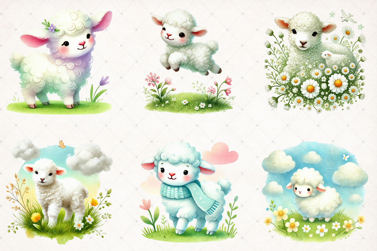 Cute Spring Lamb Clipart Sheep PNG, an Illustration by SinaCreation