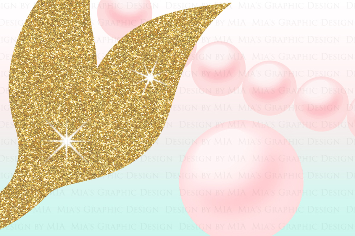 Mermaid Gold Clipart,Pattern, an Illustration by Mia's Graphic Design