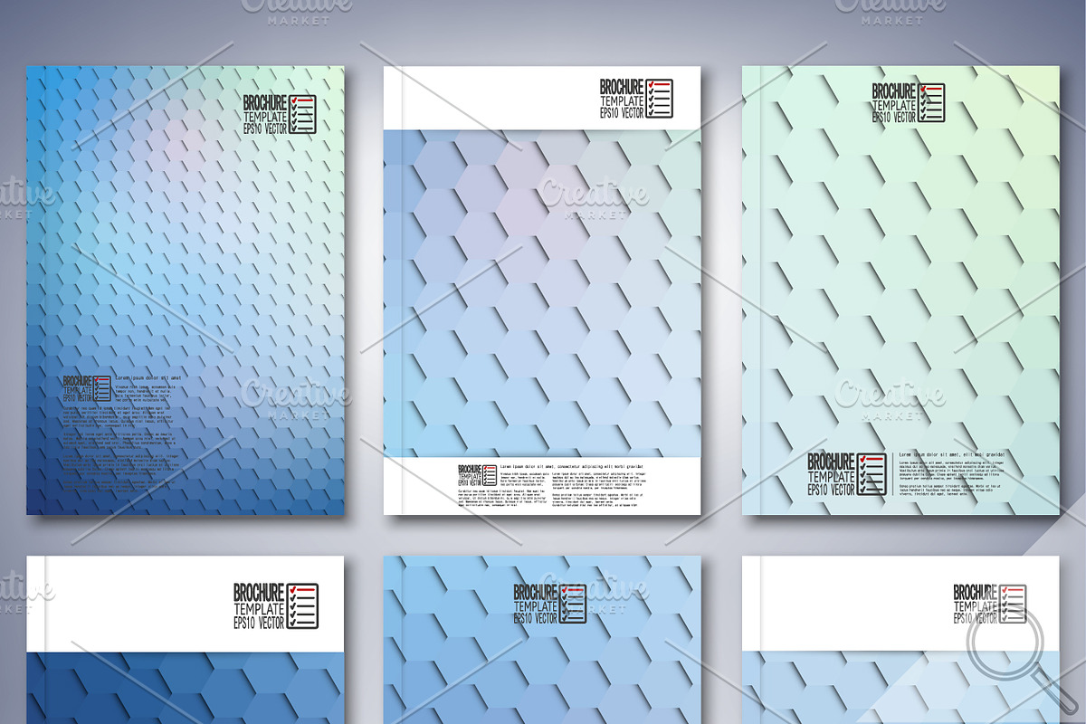 Hexagonal brochure or flyer patterns, a Print Template by VectorShop
