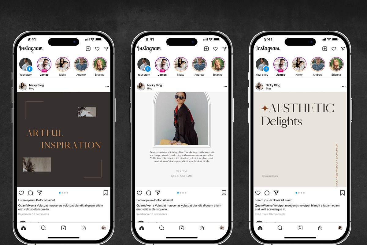 Dark Aesthetic Instagram Post, a Social Media Template by ...