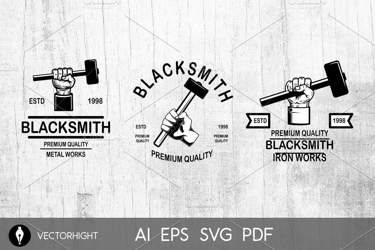 Blacksmith and iron works emblems, an Object Graphic by Vectorhight