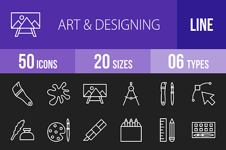 50 Art & Designing Line Icons | Outline Icons ~ Creative Market