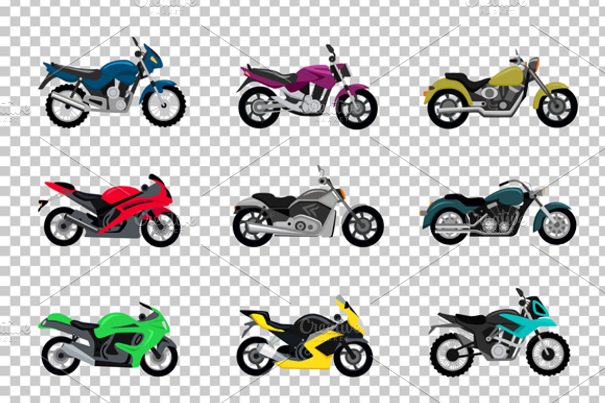 Set of Motorcycle Design Flat Style, an Object Graphic by robuart