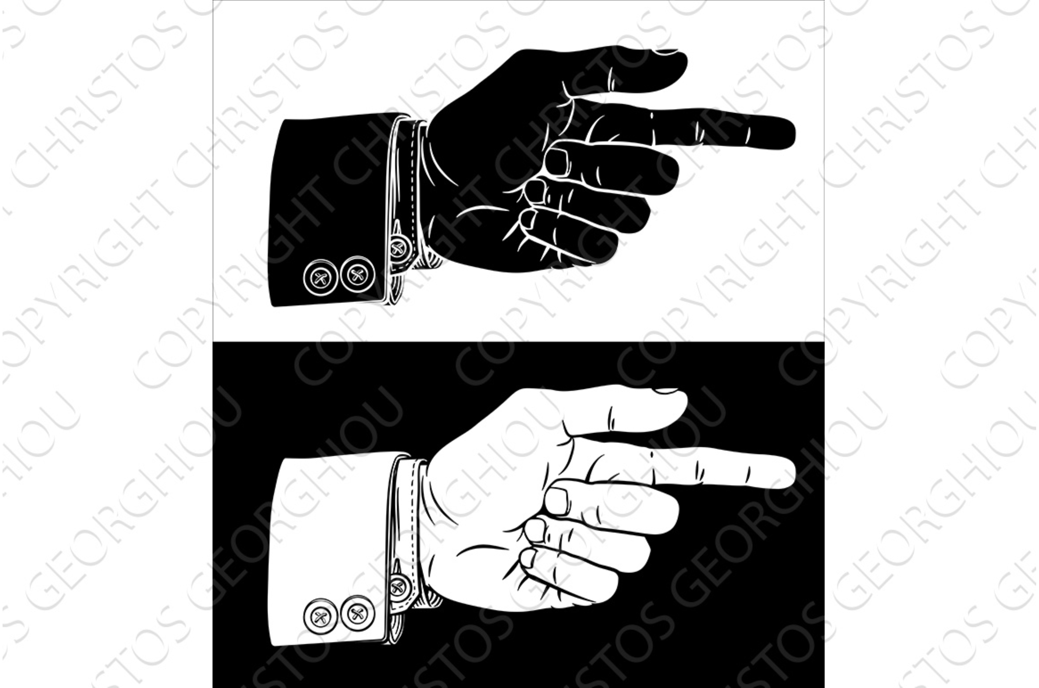 Hand Pointing Finger Etched Vintage, an Object Illustration by Christos ...