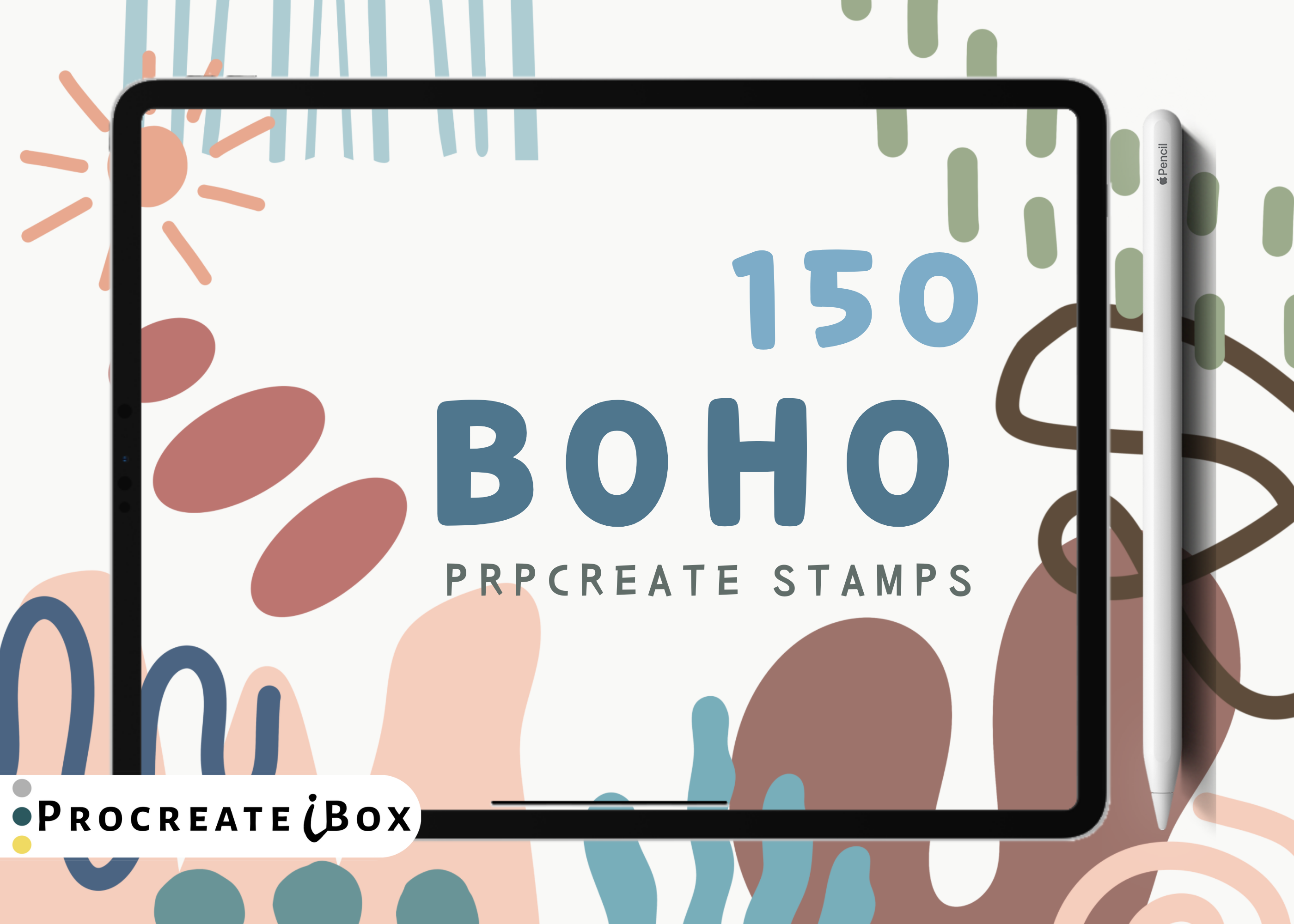 Procreate Boho stamps simple shape, a Brush Add-On by ProcreateiBox