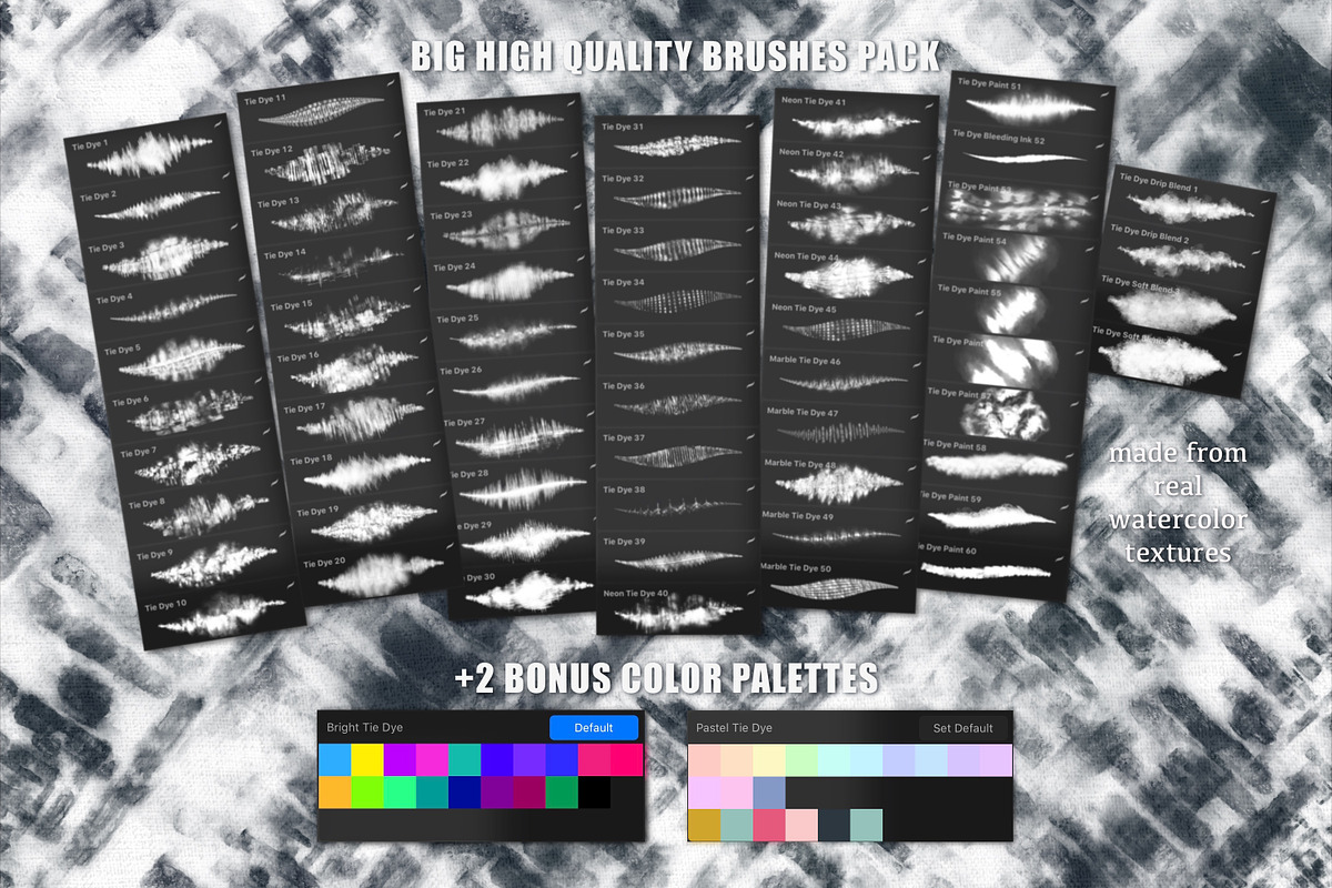 Tie Dye Watercolor Procreate Brushes, a Brush Add-On by OlgaRom