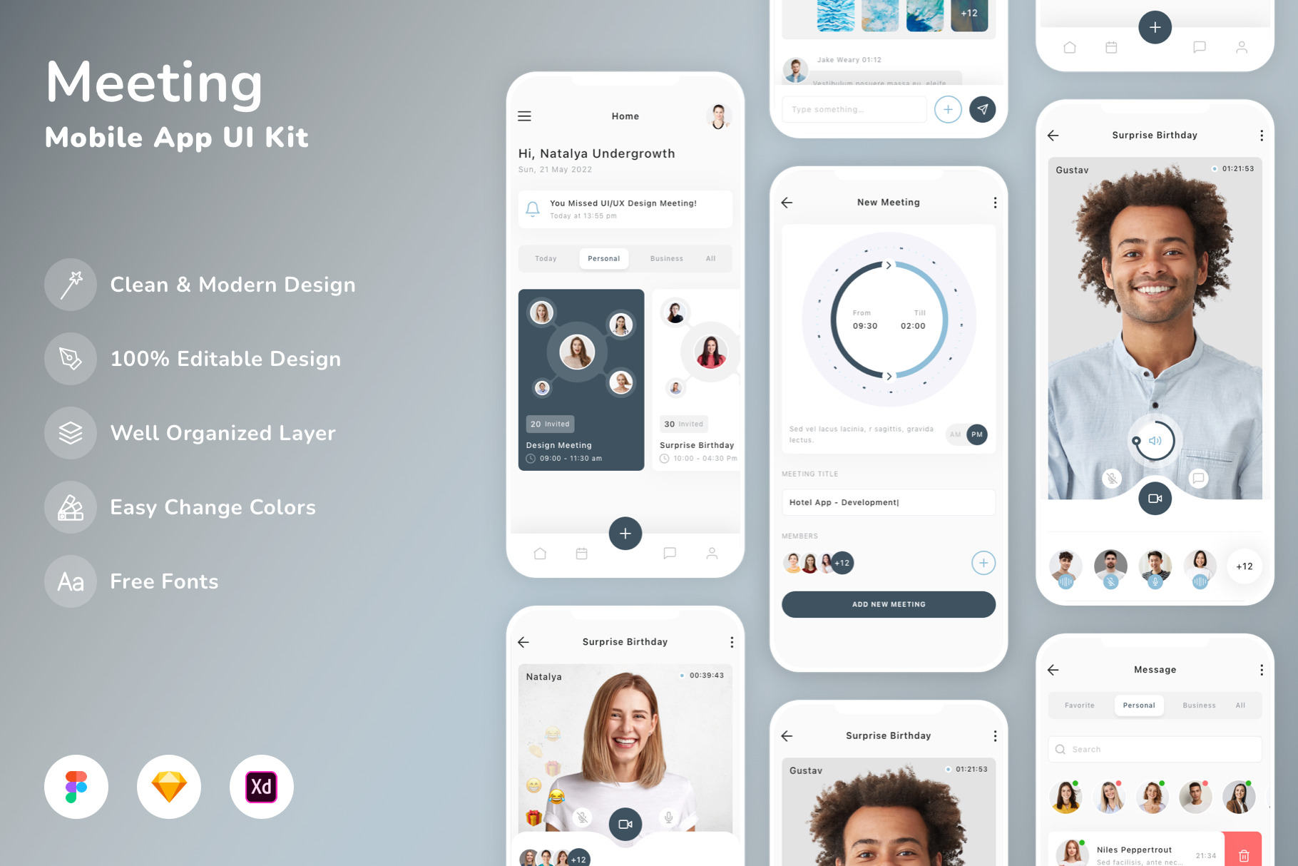Meeting Mobile App UI Kit, an UI Kit Template by Betush