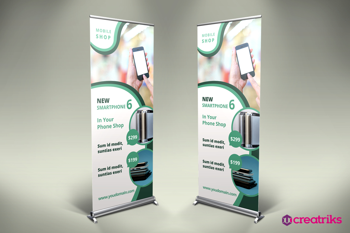 Mobil Shop Roll Up Banner, a Presentation Template by Creatricks