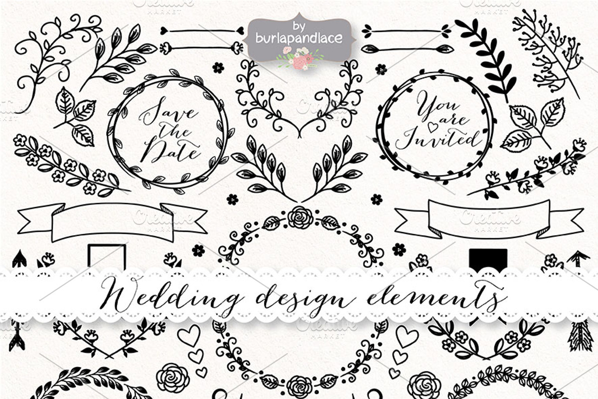 Vector wedding design elements, an Illustration by burlapandlace