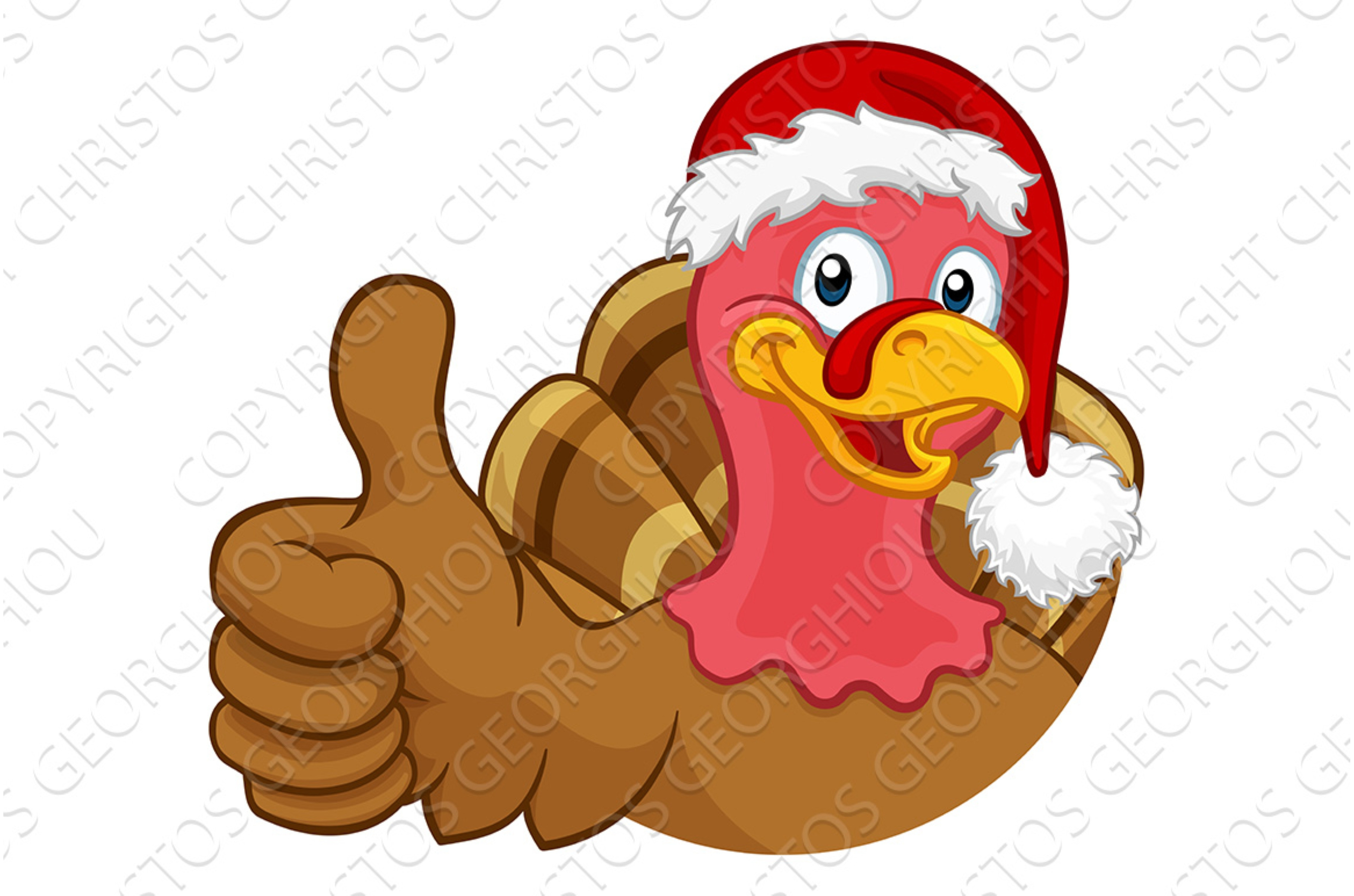 Turkey In Santa Hat Christmas, an Illustration by Christos Georghiou