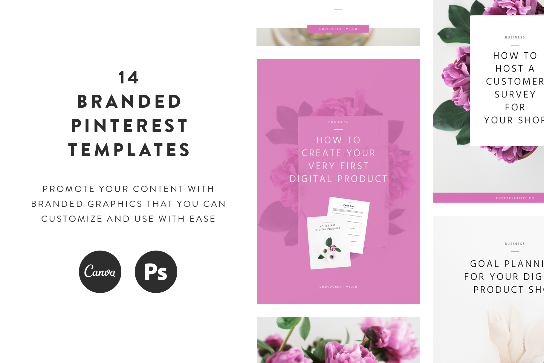 Market Pinterest Templates, a Social Media Template by Coded Creative