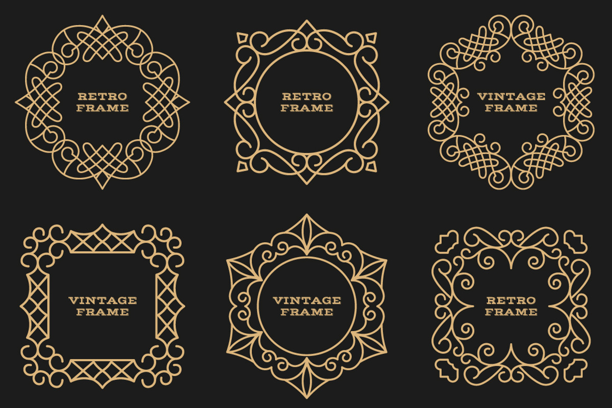 Monogram line vintage frames, a Decorative Illustration by pattern shop