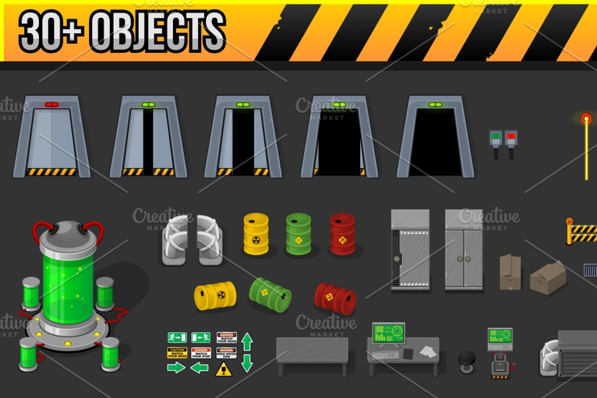 Sci-fi Top Down Tileset, an Object Illustration by pzUH | Creative Market