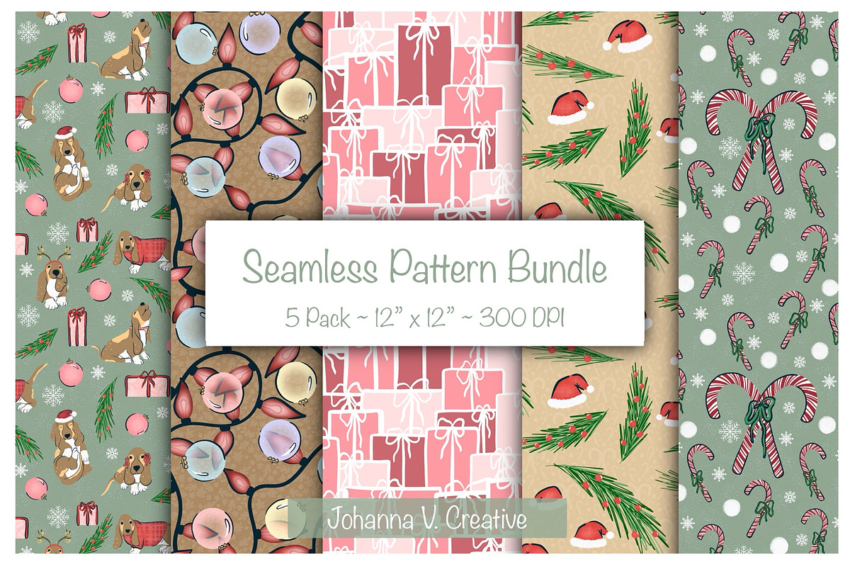 Holiday Dog Christmas Pattern, an Illustration by Johanna V. Creative