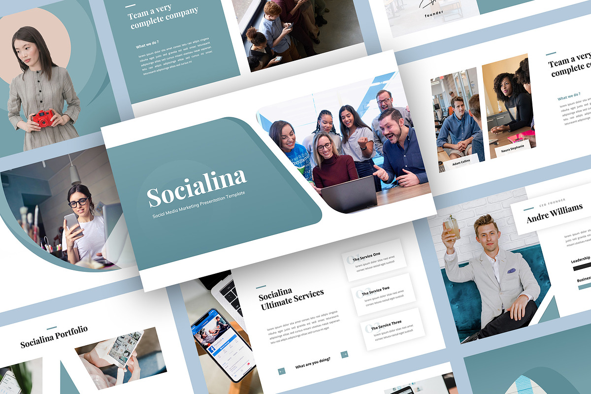 Social Media Google Slides Template, a Presentation Template by Graphue