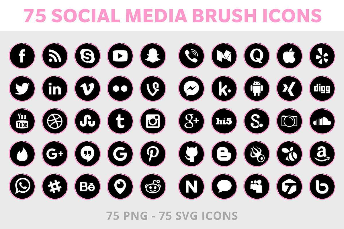 75 Pink Social Media Brush Icons, an Icon by Designs By Alfredo ...