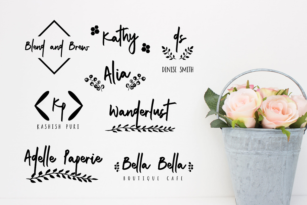 Cuddle and Kind Font Duo + Logos, a Script Font by theinkaffair