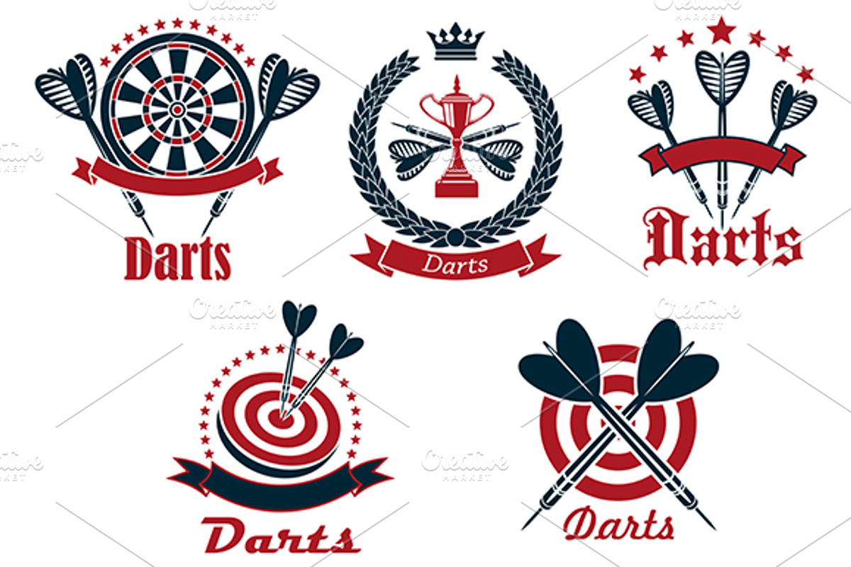 Dart game icons and symbols, a Background Graphic by Vector Tradition