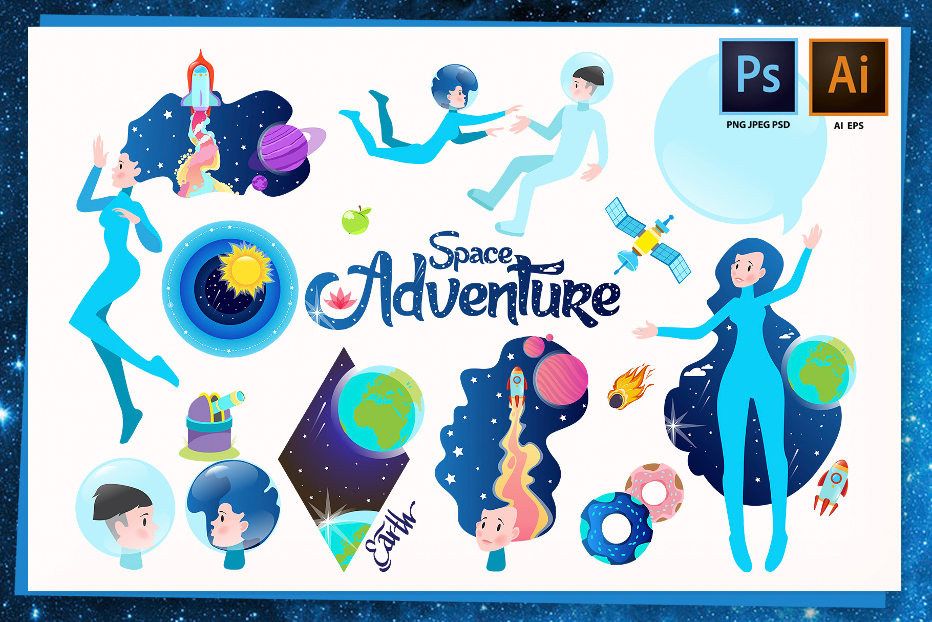 Space adventure set, an Illustration by It's Time to Designs