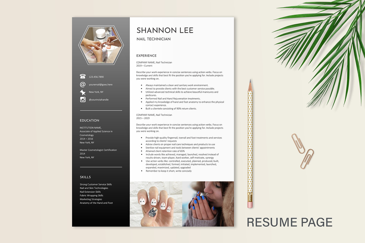 Nail Technician Resume Template, a Resume Template by Stanin Studio ...