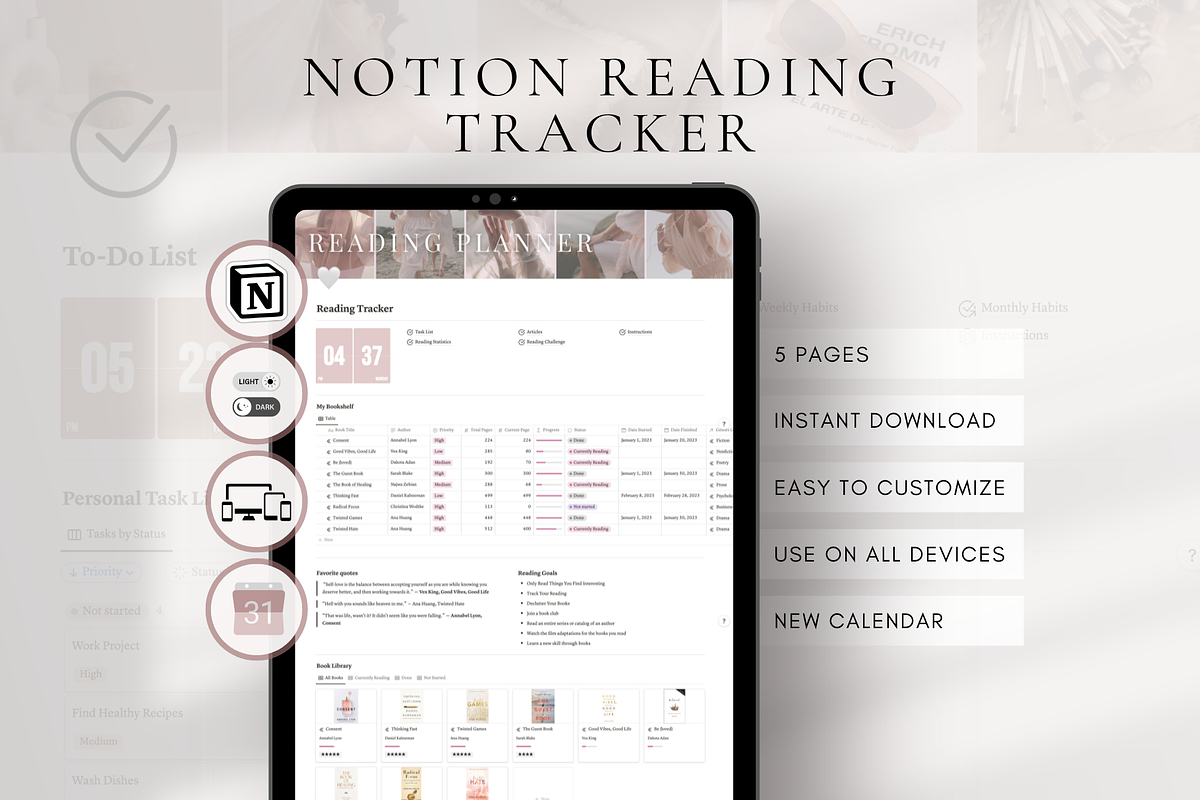 Digital Reading & Book Tracker, a Templates & Theme by BRANDcontent ...