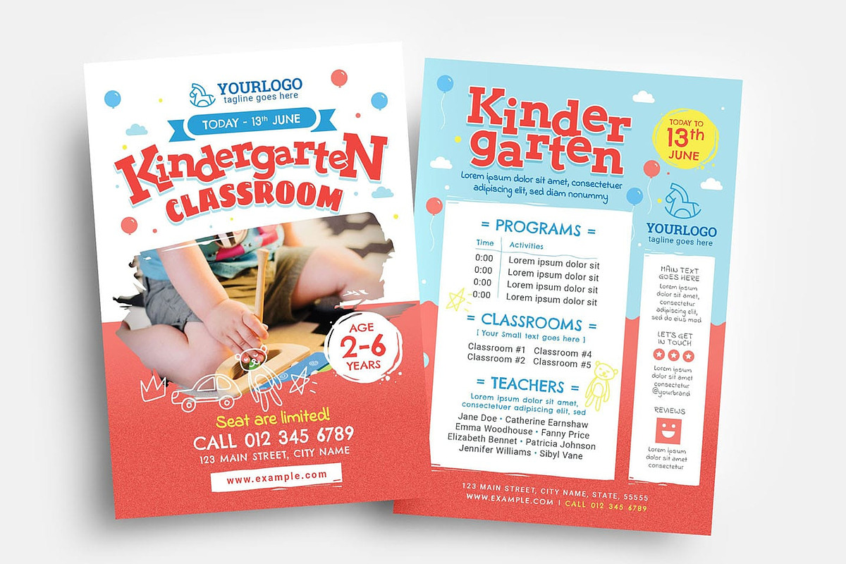Kindergarten Flyer Templates, a Flyer Template by BrandPacks