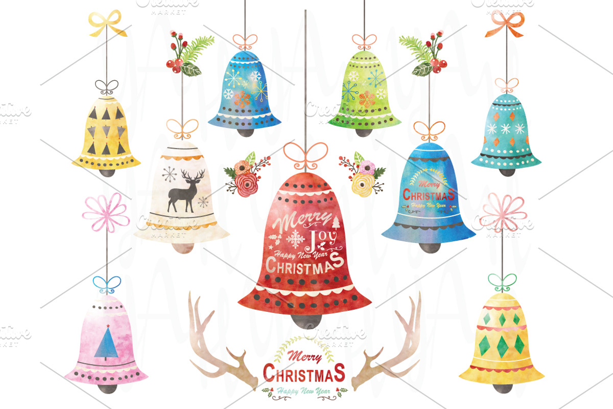 Watercolor Christmas Bell Set, an Illustration by YenzArtHaut ...