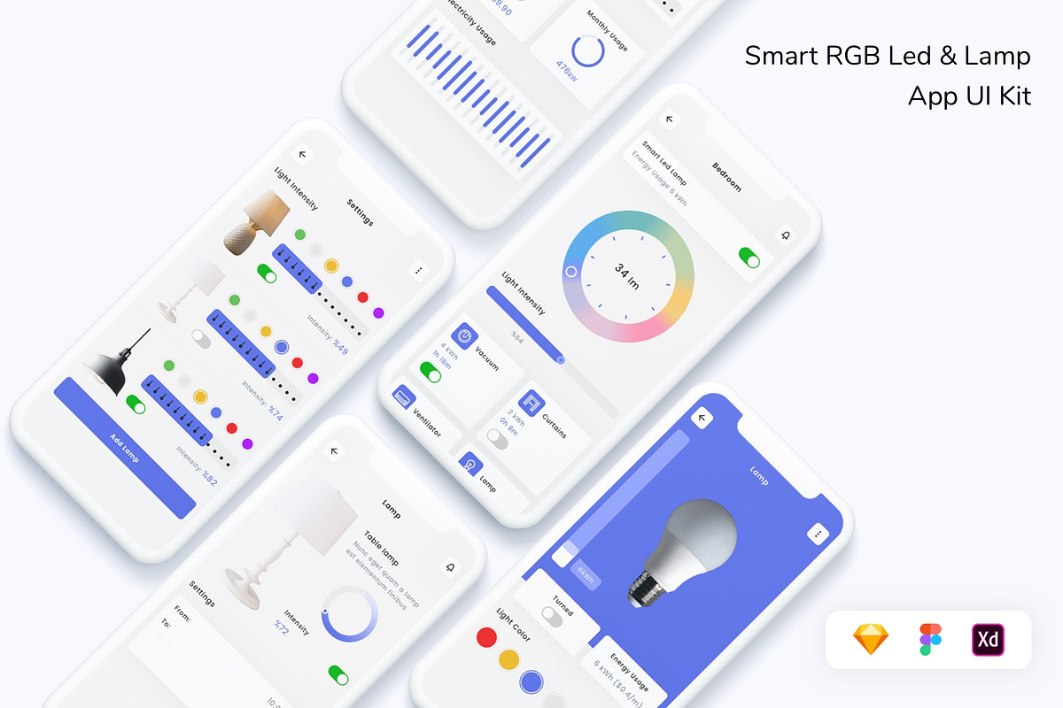 Smart RGB Led & Lamp App UI Kit, an App Template by Betush