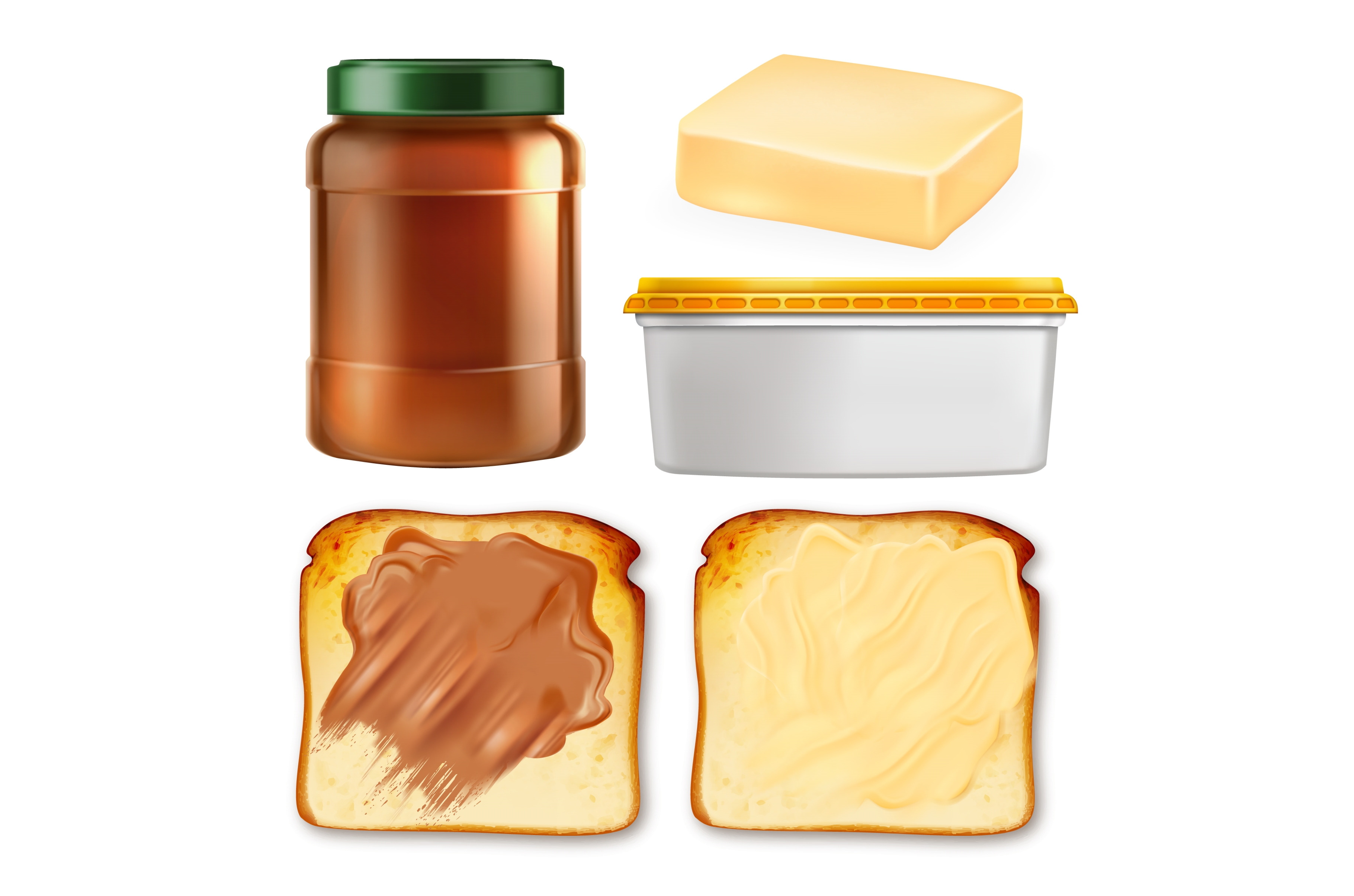 Butter Spread On Toast And Package, a Food Illustration by pikepicture