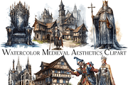 Watercolor Medieval Elements Clipart, an Object Graphic by ...