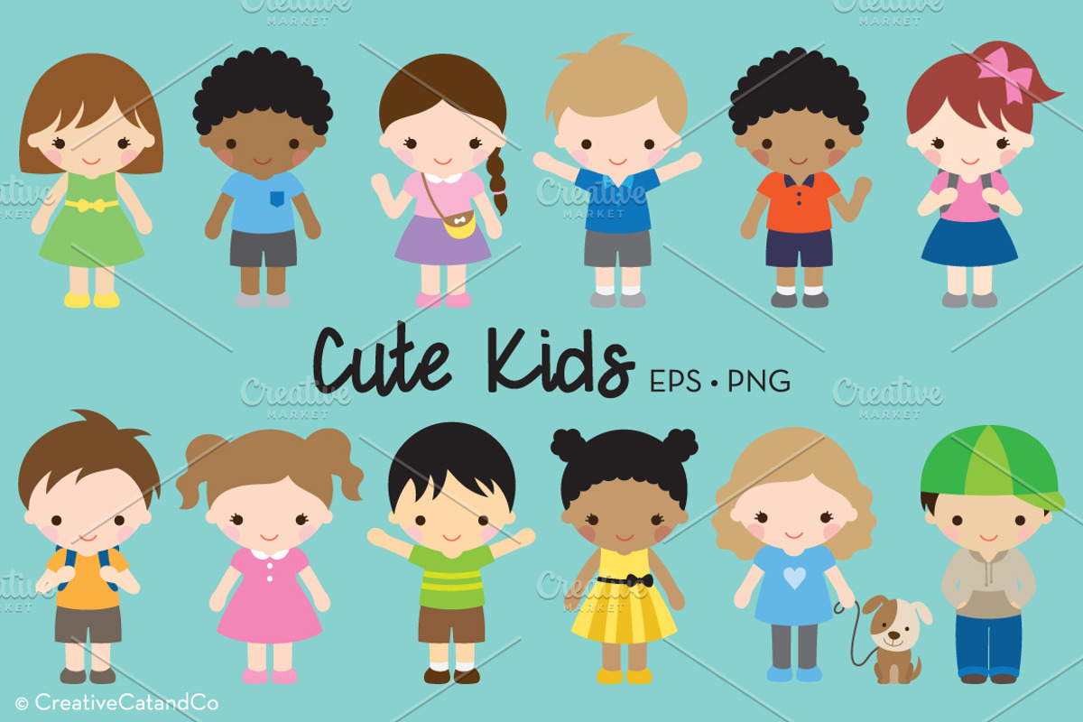 Kid Children Character Clipart, a Person Illustration by CreativeCatandCo