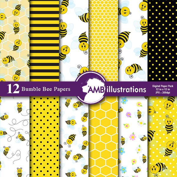 Bumblebee Digital Papers, AMB-916, a Pattern Graphic by AMBillustrations