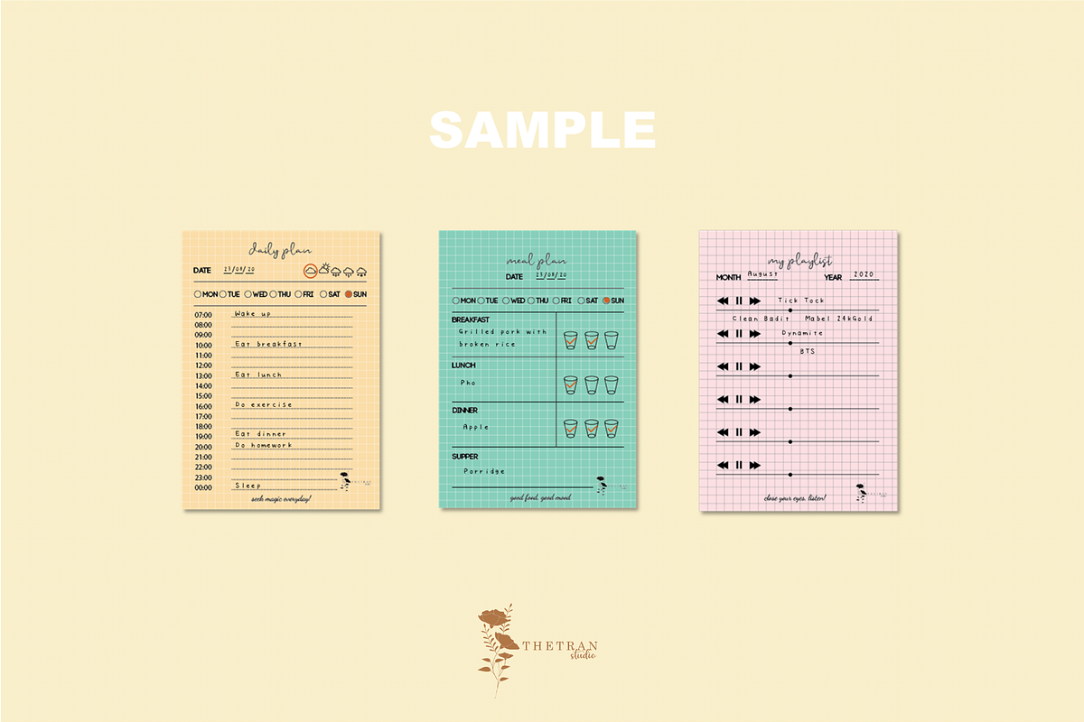 Mini Planner Study Template Digital, a Stationery Template by The Tran ...