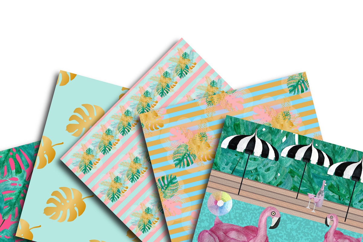 Pool Party Digital Paper, an Illustration by Annakristal