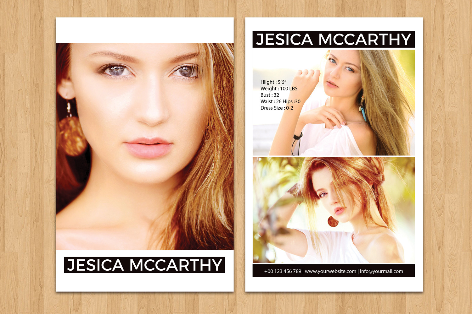 Model Comp Card-V524, a Card Template by Template Shop