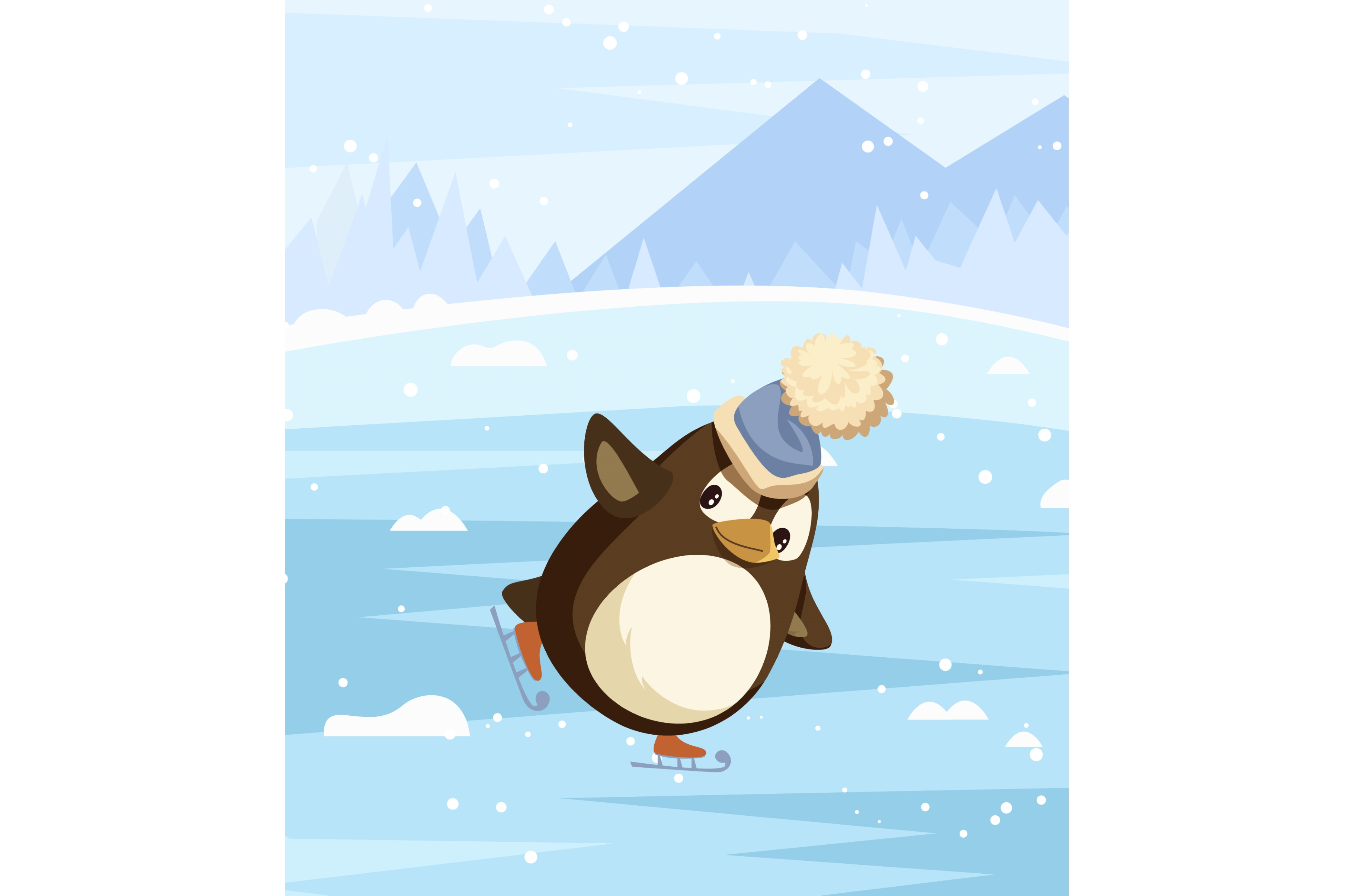 Penguin Figure Skating on Ice Rink, an Animal Illustration by robuart