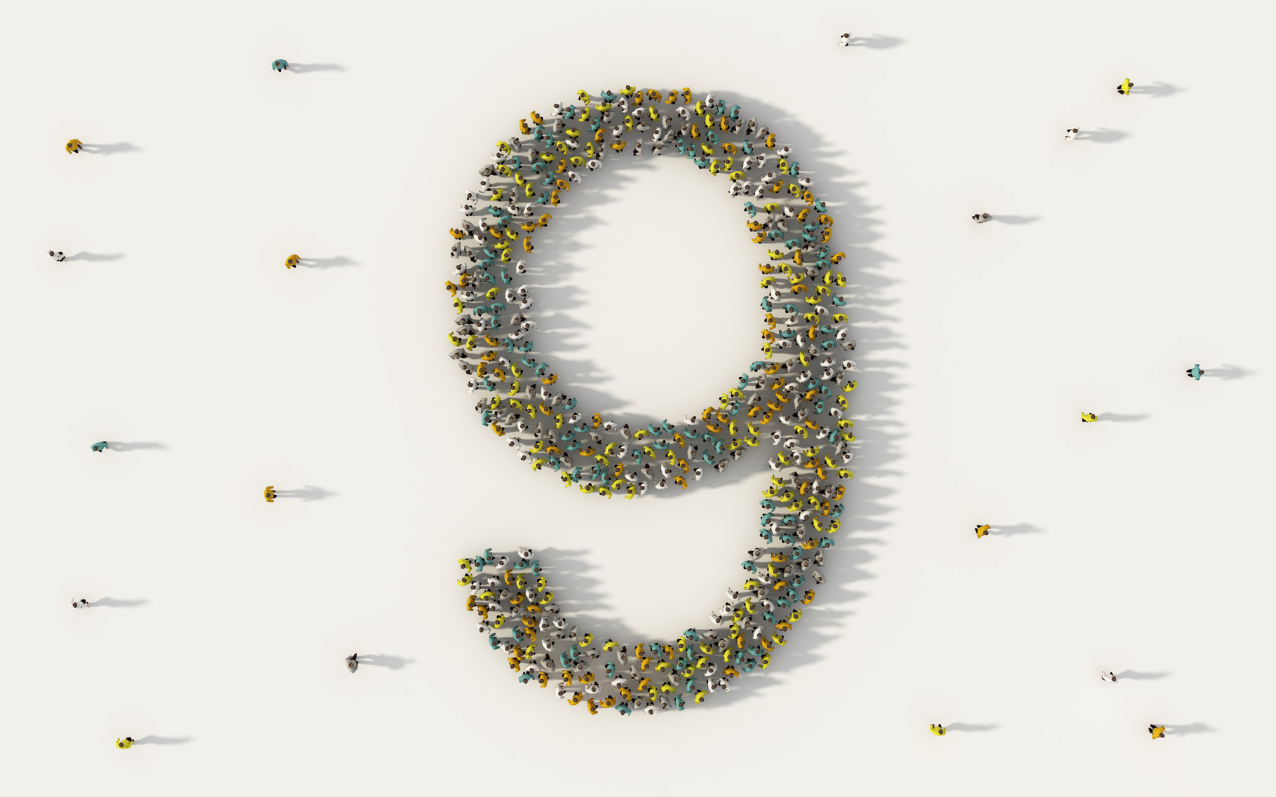 Large group of people forming number, a Person Illustration by Tampatra