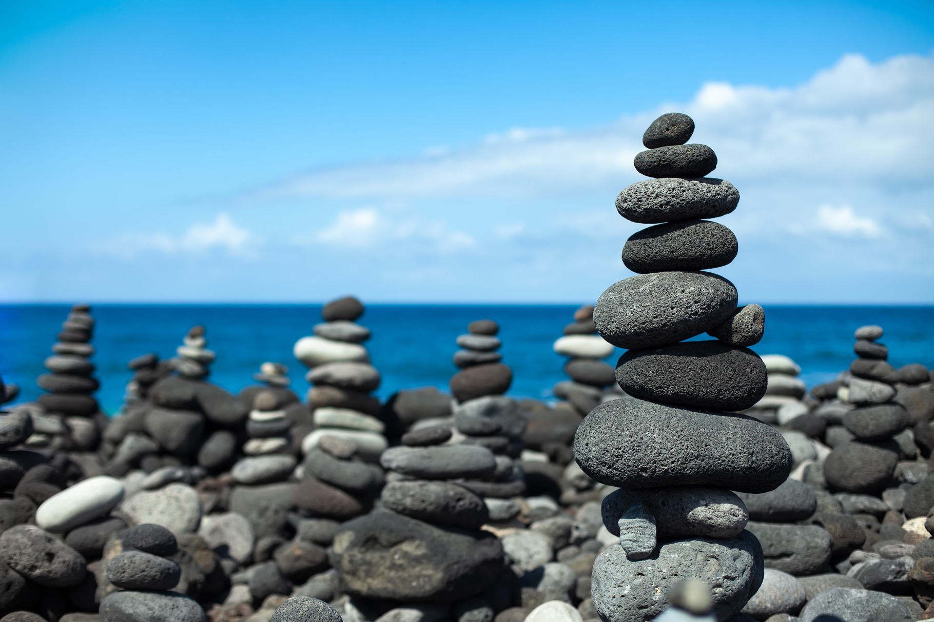 Stones pyramids on pebble beach, a Nature Photo by Gladkov photography ...