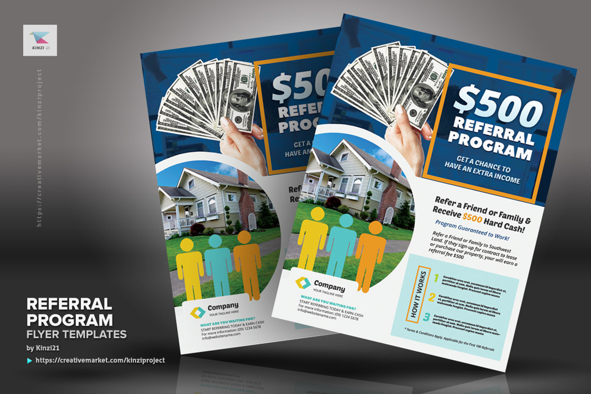 Referral Program Flyer Templates, a Flyer Template by kinzi21