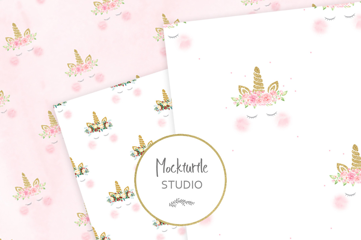 Unicorn digital paper, a Pattern Graphic by MockTurtleStudio