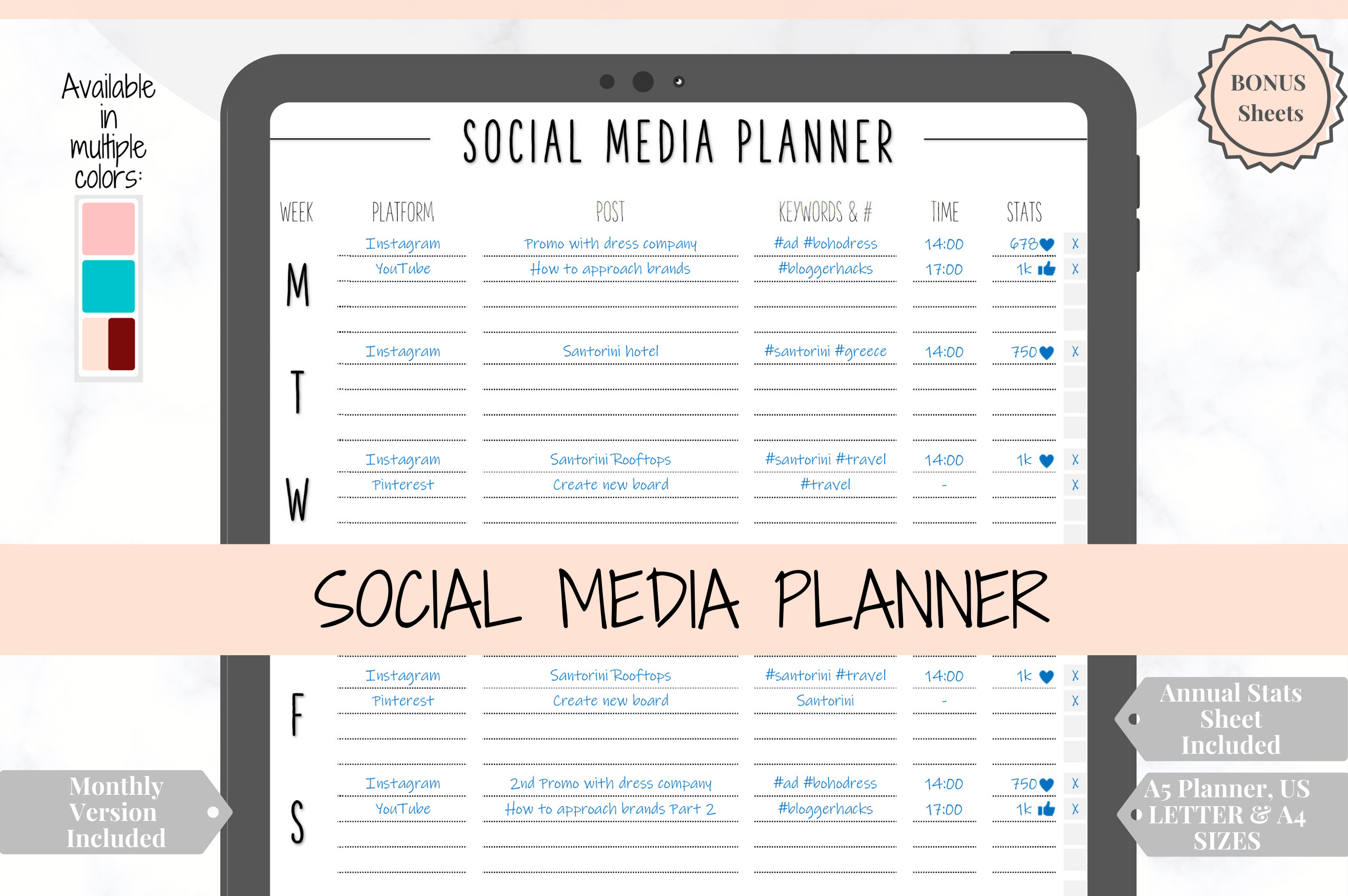 Social Media Planner Printable | Creative Market