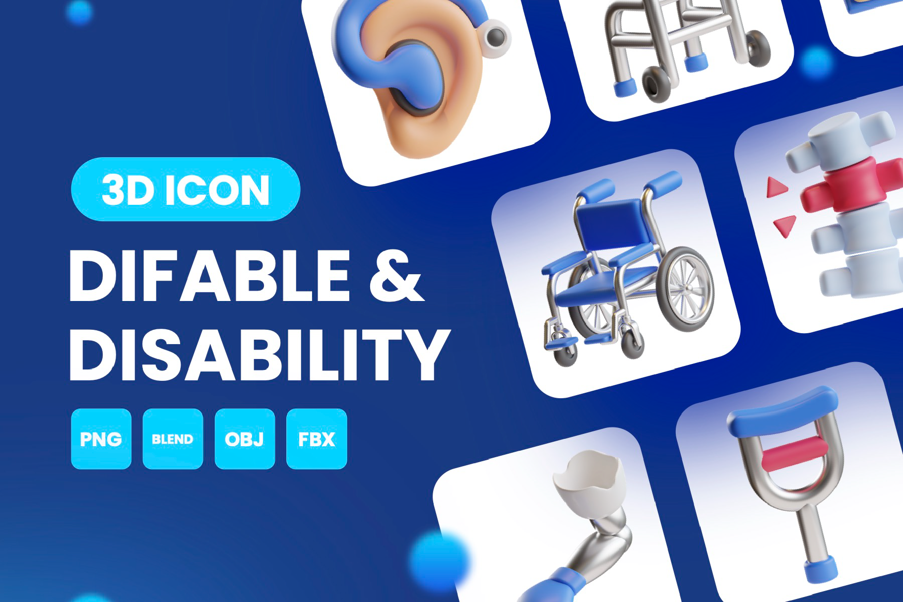 3D Difabel & Disability Icons, an Object 3D Model by Berkah Studio