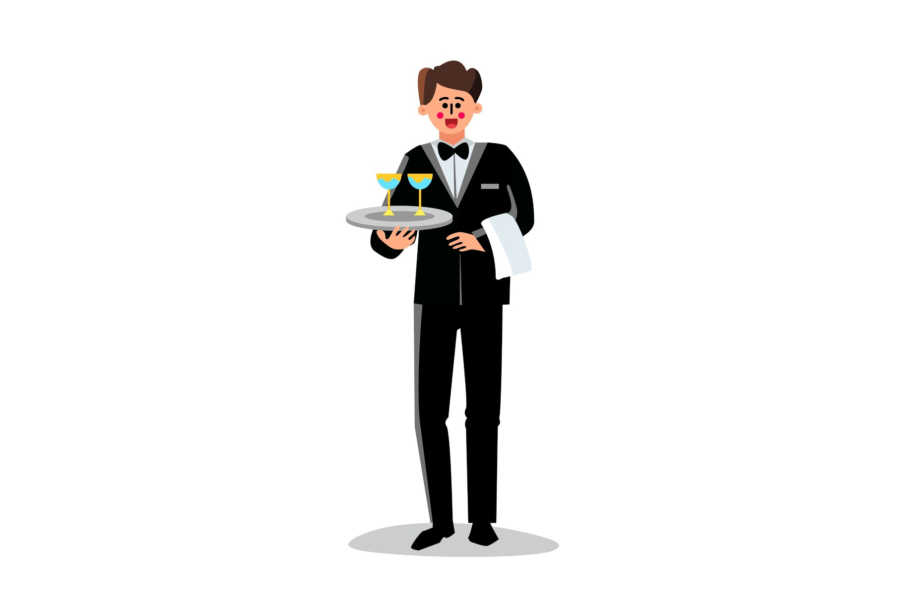Butler Holding Tray With Cocktail, a Food Illustration by pikepicture