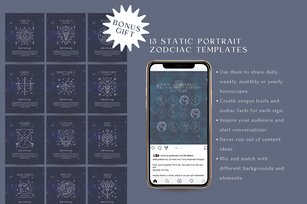 Astrology Instagram Canva Template, a Social Media Template by Story Native
