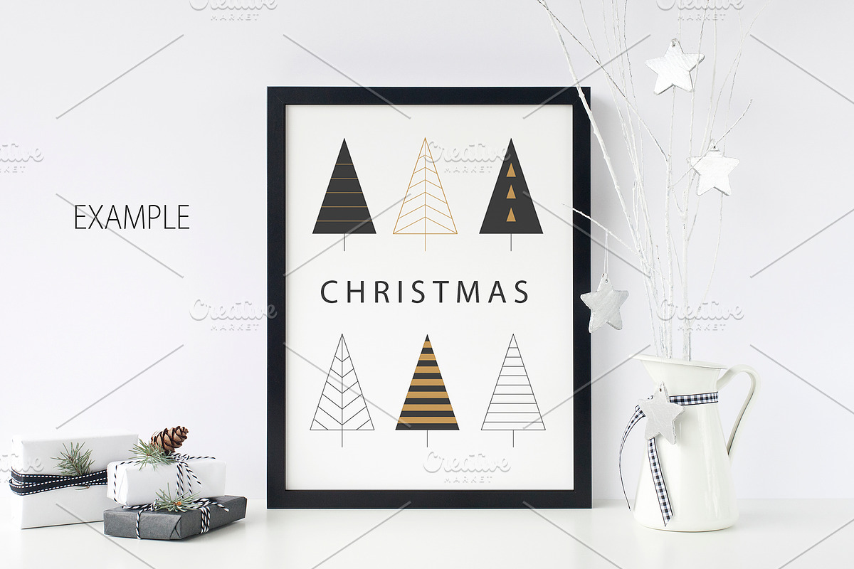Christmas Scandinavian Mockup Bundle, a Print Template by Yuri-U