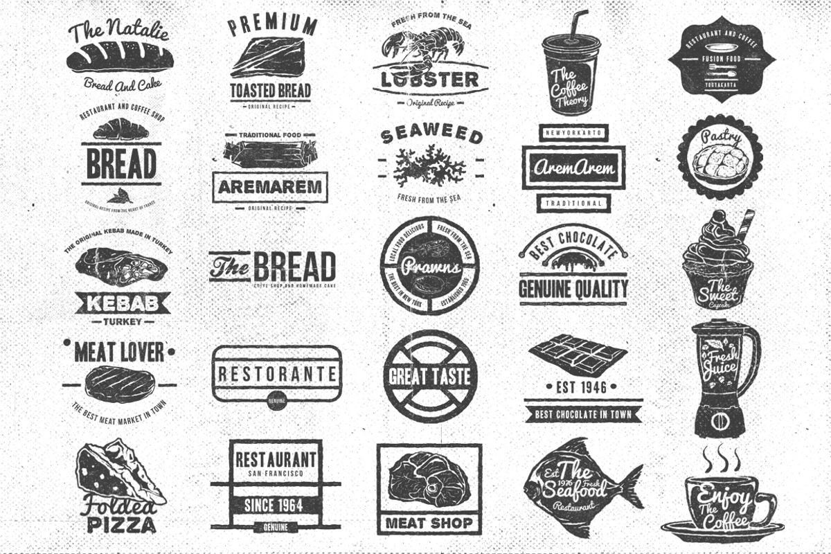 50 Retro Food Logo, a Branding & Logo Template by TSV Creative
